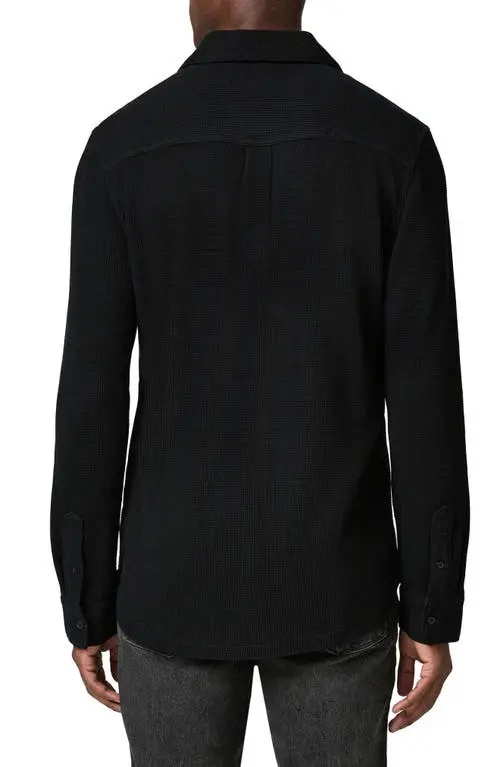 Paige Hollander Long Sleeve Cotton Waffle Knit Button-up Shirt