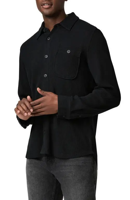 Paige Hollander Long Sleeve Cotton Waffle Knit Button-up Shirt