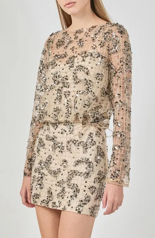 Endless Rose Sequin Beaded Cropped Top