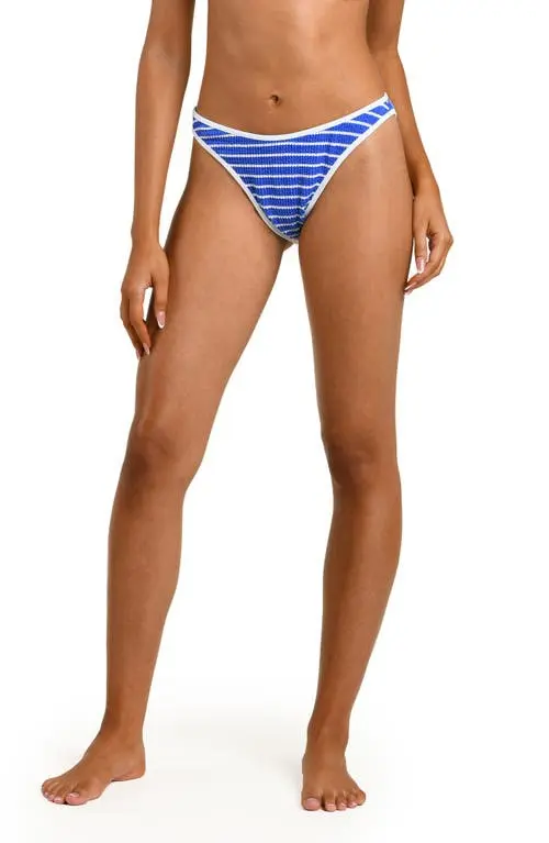 CITRUS Brenton Stripe High Leg Cheeky Swim Bottoms - Ocean