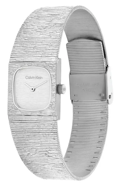 Calvin Klein Sophisticated Square Quartz Mesh Strap Watch - Silver