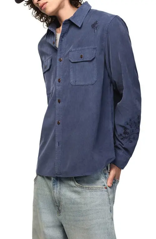 Lucky Brand Floral Embroidered Corduroy Work Shirt