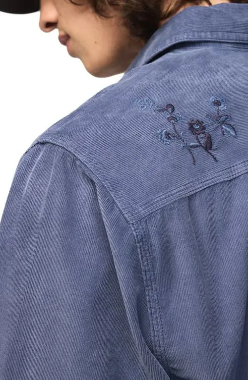 Lucky Brand Floral Embroidered Corduroy Work Shirt
