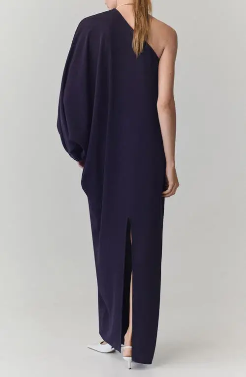 Mango Collar One-shoulder Maxi Dress - Blue