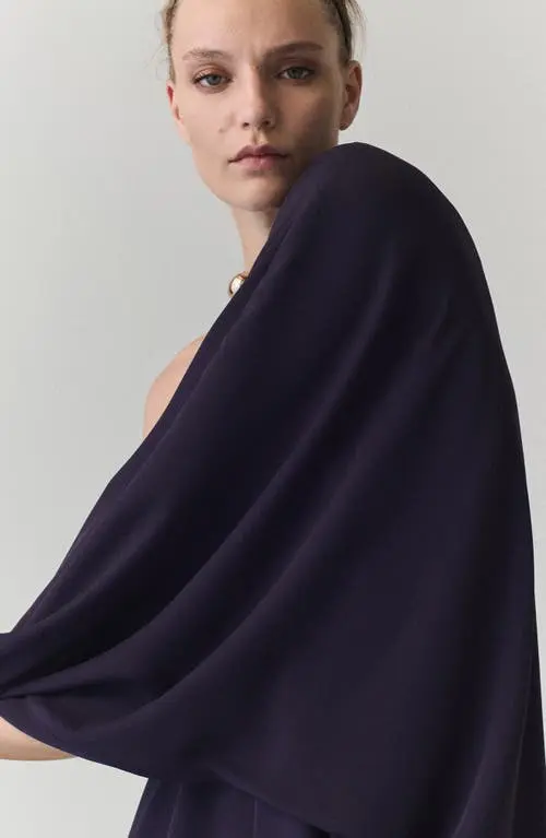Mango Collar One-shoulder Maxi Dress - Blue