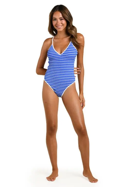 CITRUS Brenton Striped Moderate Coverage One-piece Swimsuit - Ocean