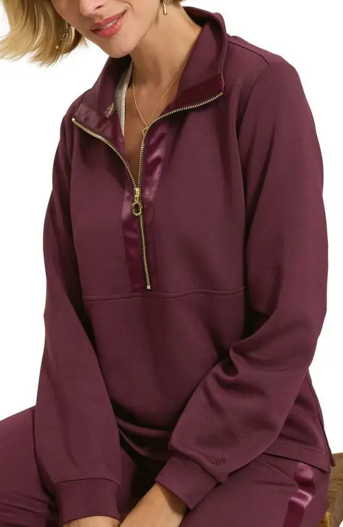 Tommy Bahama Palm Voyage Satin Trim Half Zip Sweatshirt