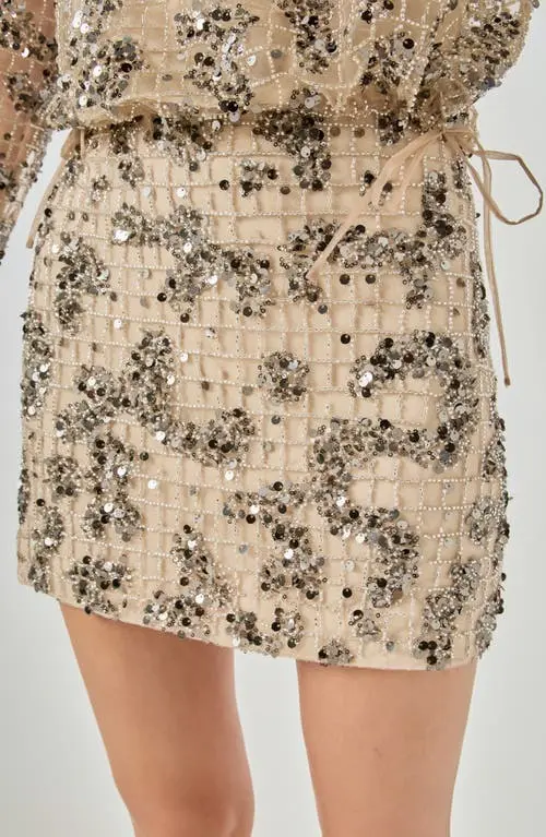 Endless Rose Sequin Beaded Miniskirt