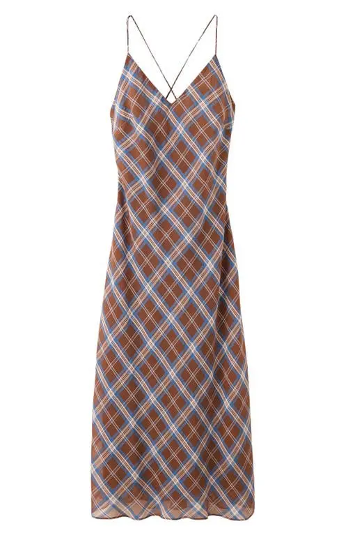 Mango Cross Back Check Midi Dress