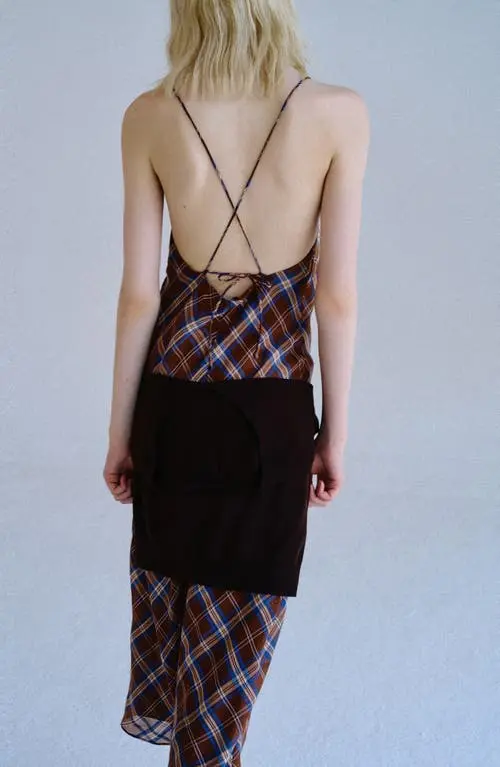 Mango Cross Back Check Midi Dress