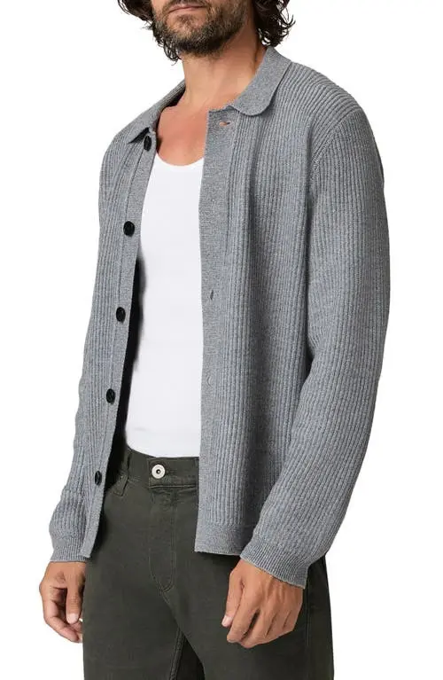Paige Spokane Ribed Wool & Cotton Full Button Cardigan