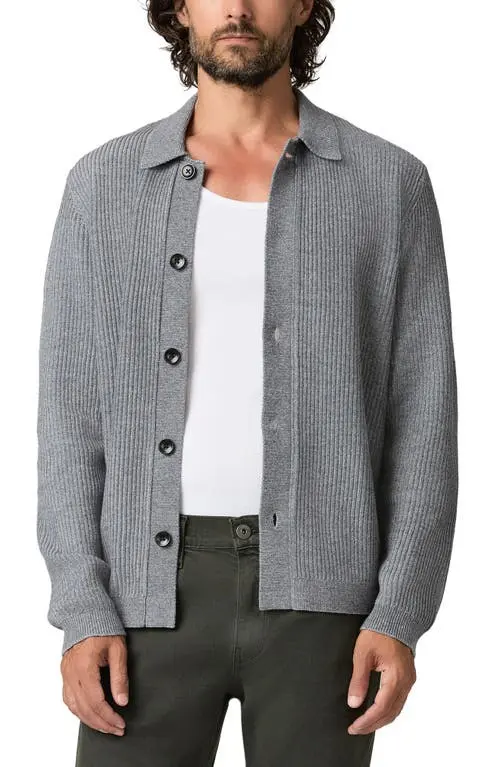 Paige Spokane Ribed Wool & Cotton Full Button Cardigan