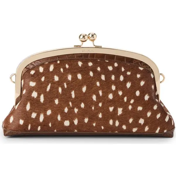Brahmin Wilds Christine Embossed Genuine Calf Hair Clutch - Cinnamon