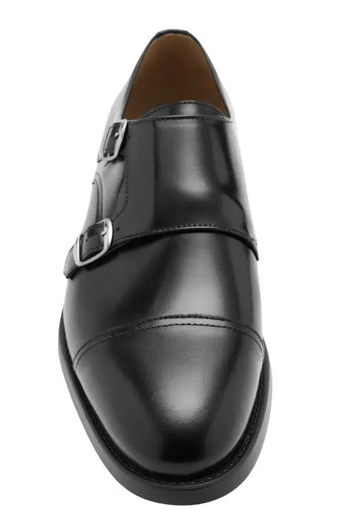 Mango Double Buckle Cap Toe Monk Shoe