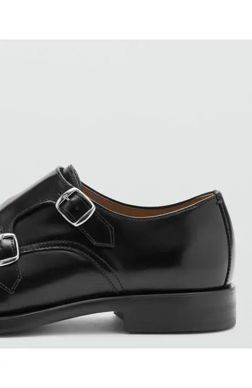 Mango Double Buckle Cap Toe Monk Shoe