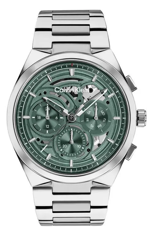 Calvin Klein Distinguish Skeleton Quartz Bracelet Watch - Teal