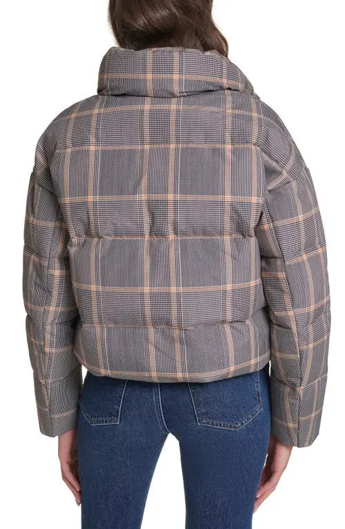 Cole Haan Plaid Down & Feather Fill Puffer Jacket