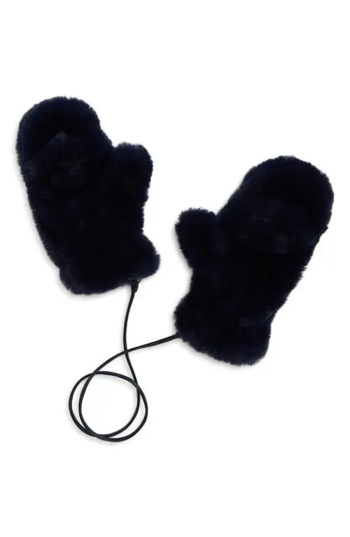 Rag & Bone Rae Faux Fur Mittens - Navy
