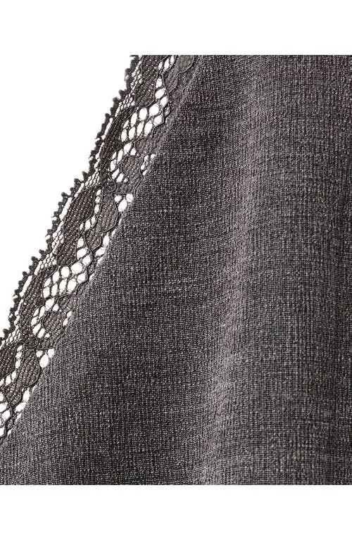 Mango Lace Trim Mock Neck Top