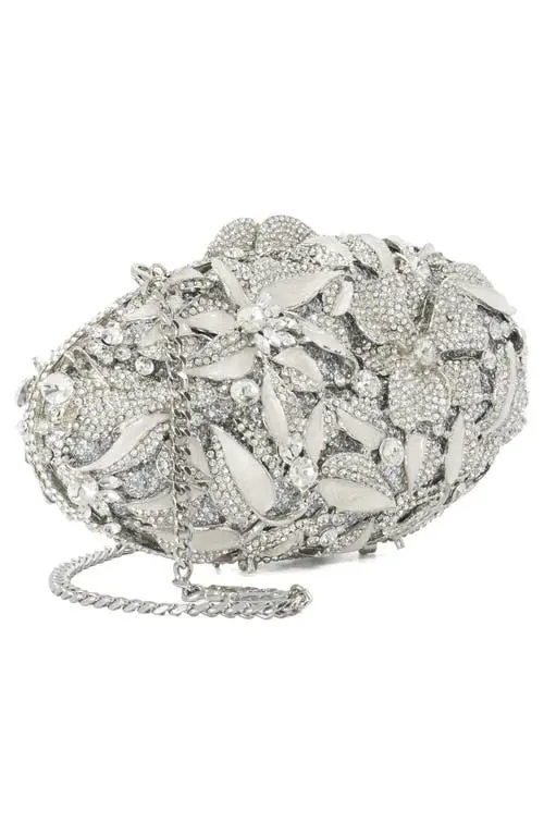 Dune London Extravagant Crystal Floral Faux Leather Clutch