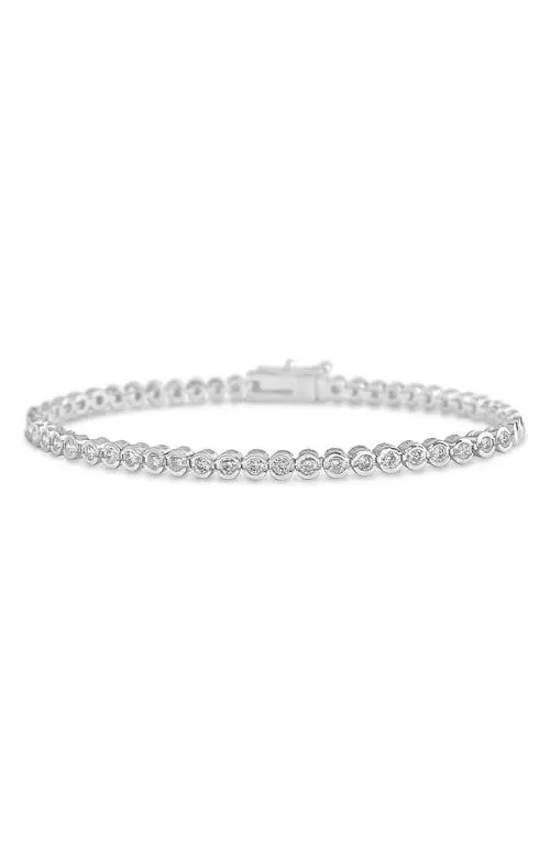 Sterling Forever 14k Plated Brass Bezel Cz Tennis Bracelet - Silver/clear