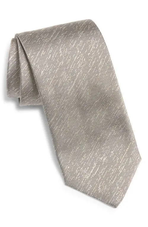 Canali Solid Silk Tie - Beige