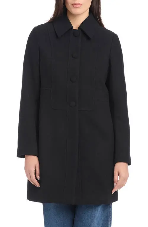 Kate Spade New York Bib Detail Wool Blend Coat - Black