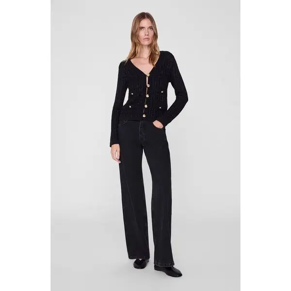ANINE BING Tessa Tweed Cardigan - Black
