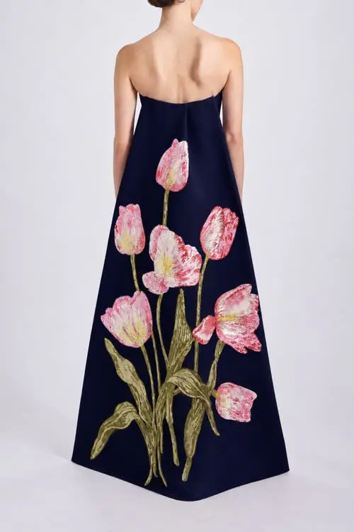 Amsale Sequin Appliqué Column Dress