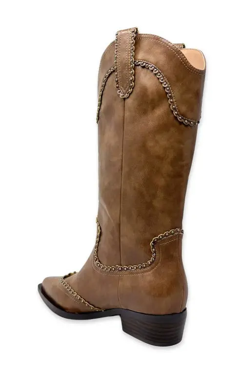 SHU SHOP Ventura Faux Leather Western Boot - Camel