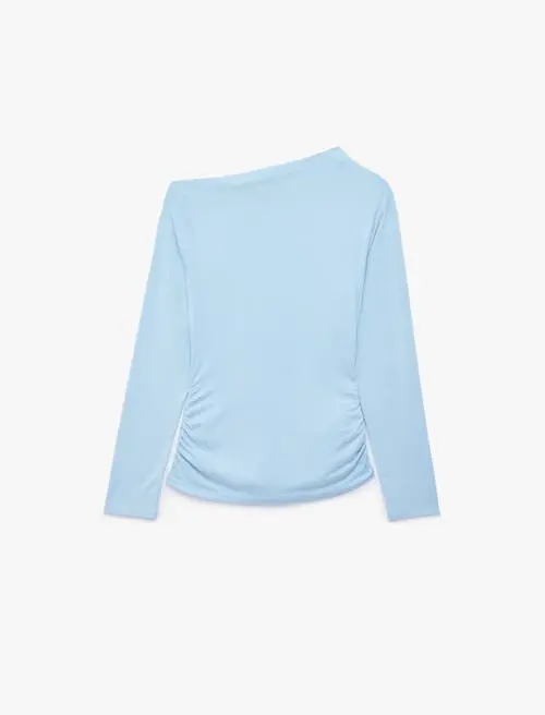 Koton Fitted Long Sleeve Crew Neck Asymmetric Top