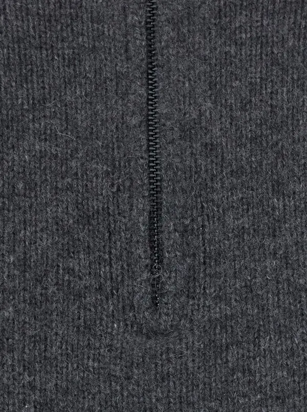 Max Mara Crasso' Grey Sweater With Dropped Shoulders And Zip Closure On The Front In Cashmere For - Gray
