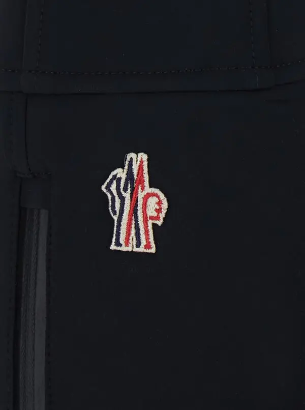 Moncler Ski Pants With Zip Pockets And Logo Patch On The Back In Tech Fabric For - Black