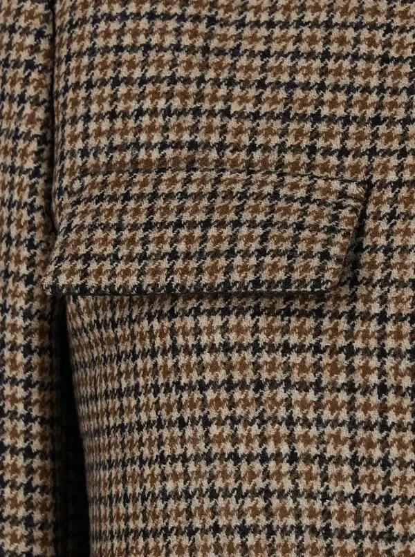 P.a.r.o.s.h Beige Jacket With Classic Collar And All-over Check Motif In Wool For