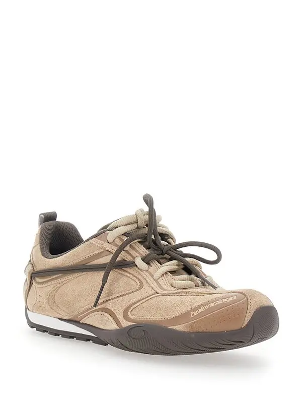 Balenciaga Radar' Beige Low Top Sneakers With Logo Patch On The Tongue In Leather