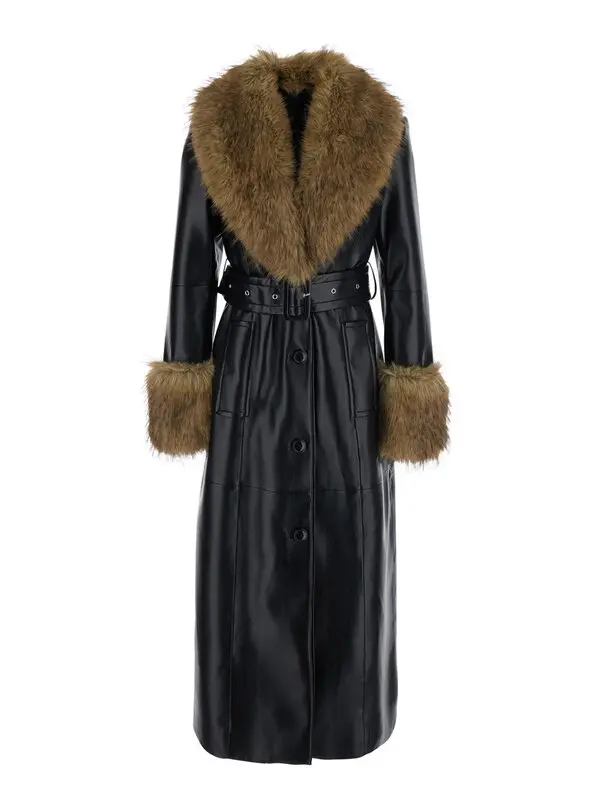 STAND STUDIO Star Coat In Faux Leather With Collar And Long Sleeves In Black For - Multicolor