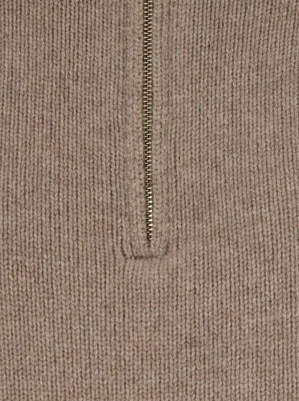 Max Mara Crasso' Beige Sweater With Dropped Shoulders And Front Zip Closure In Cashmere For - Cream