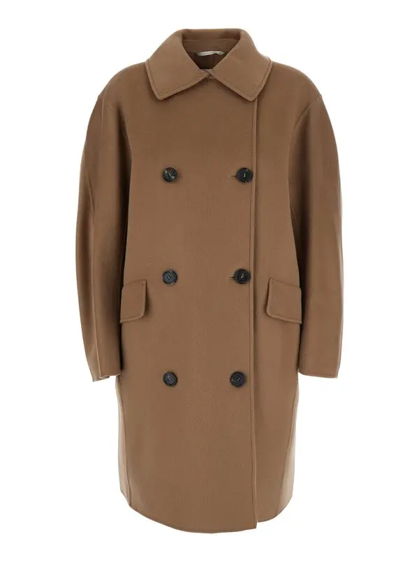 Max Mara S 'gioia' Beige Coat With Classic Collar And Dropped Shoulders In Wool For - Multicolor
