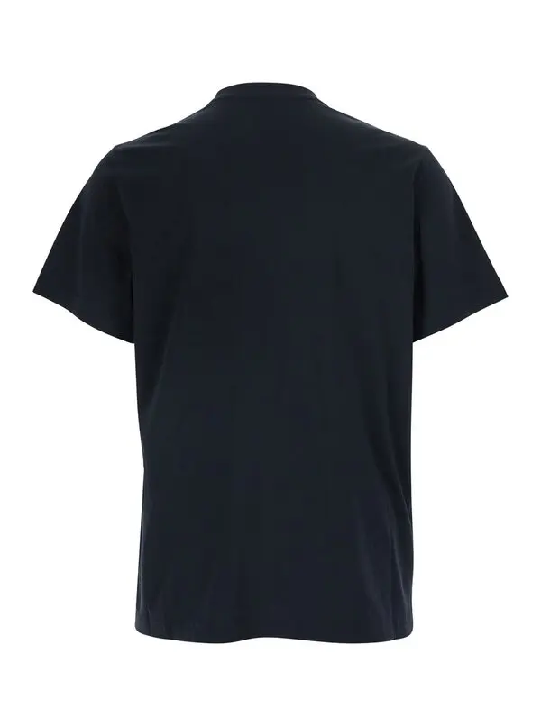 Moncler Blue T-shirt With Logo Print On The Front In Cotton For - Multicolor