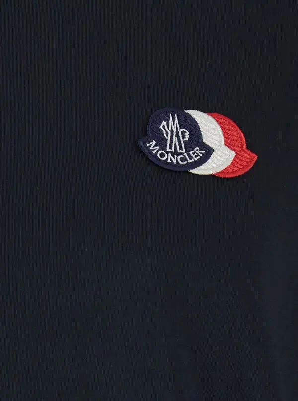 Moncler Blue T-shirt With Logo Print On The Front In Cotton For - Multicolor