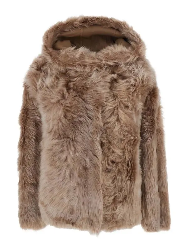 YVES SALOMON Shearling With Shirt Collar And Zip Closure In Brown For - Multicolor