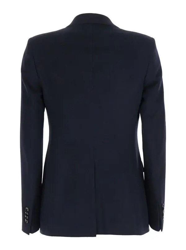 Tagliatore Blue Double-breasted Jacket With Peak Revers In Wool Blend For