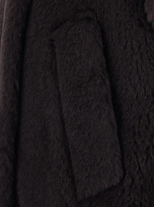 Max Mara Tebe' Cape With Button Collar And Kimono Sleeves In Wool Blend For - Brown