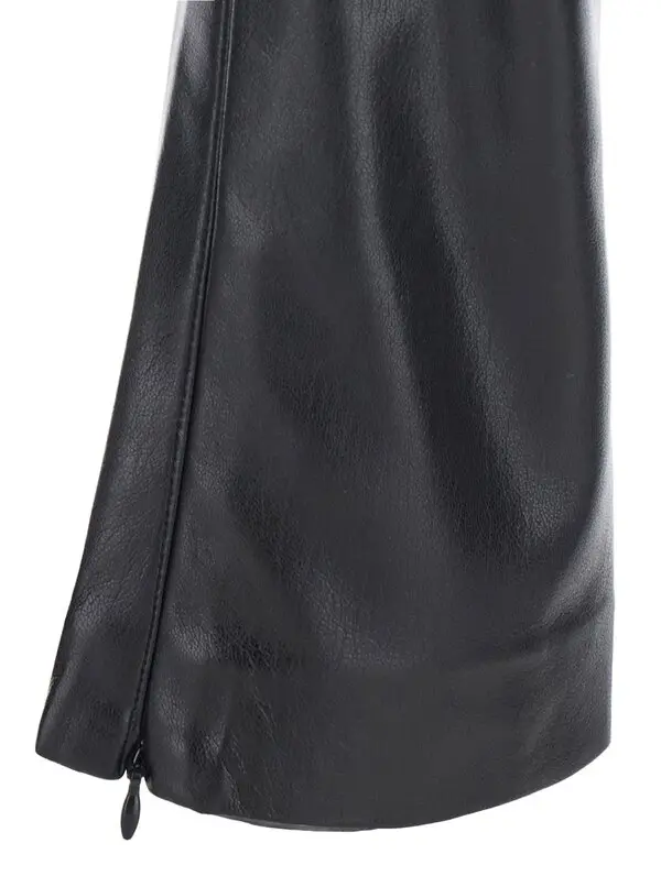 Andamane Black High-waisted Flared Leggings With Zip Hems In Ecoleather For