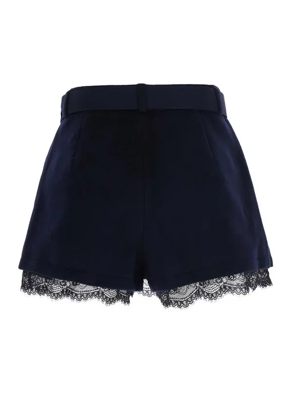 SELF-PORTRAIT Blue Wool Skort With Lace And Pockets For - Multicolor