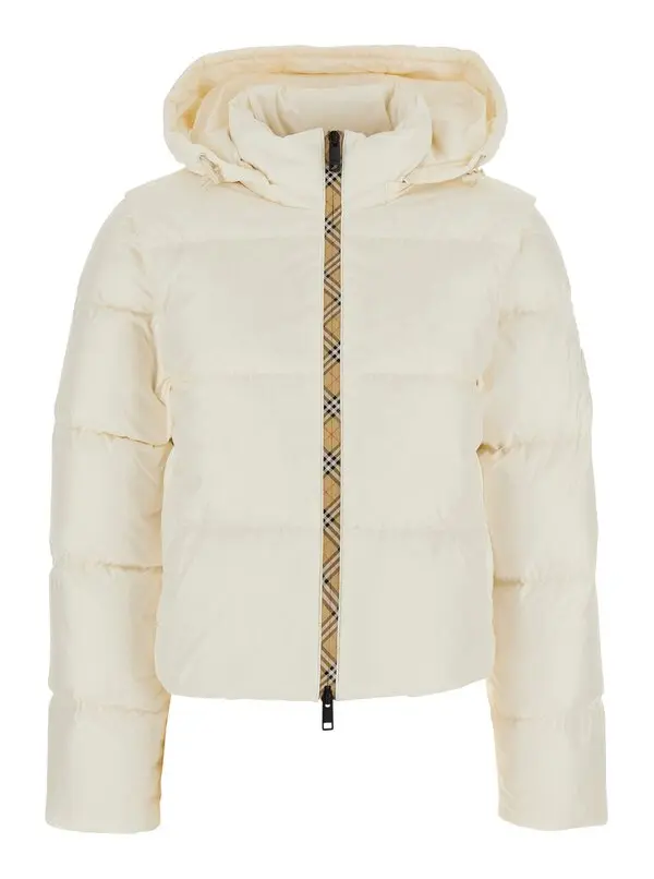Burberry Langdale' White Down Jacket With Removable Long Sleeves And Ekd Patch On The Sleeve In Tech Fabric For - Multicolor