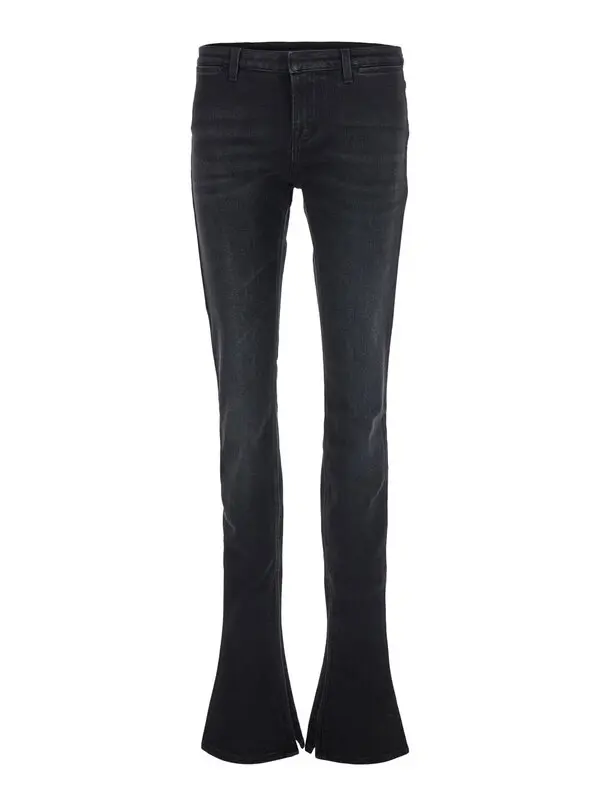 Gucci Black Slim Jeans With Logo Patch On The Back And Zip Details On The Edges In Denim For - Multicolor