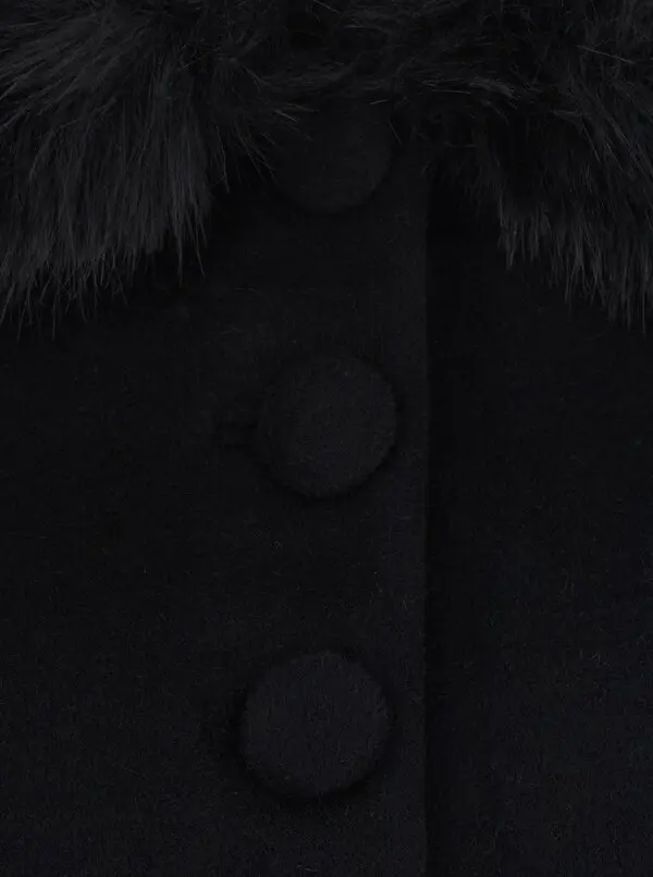 SELF-PORTRAIT Black Jacket With Fur Cuffs And Notched Collar, In Wool, Black