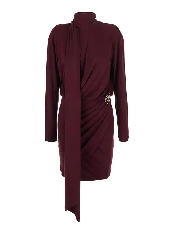 Blumarine Bordeaux Dress With Draped Detail On The Side In Viscose Blend For - Multicolor