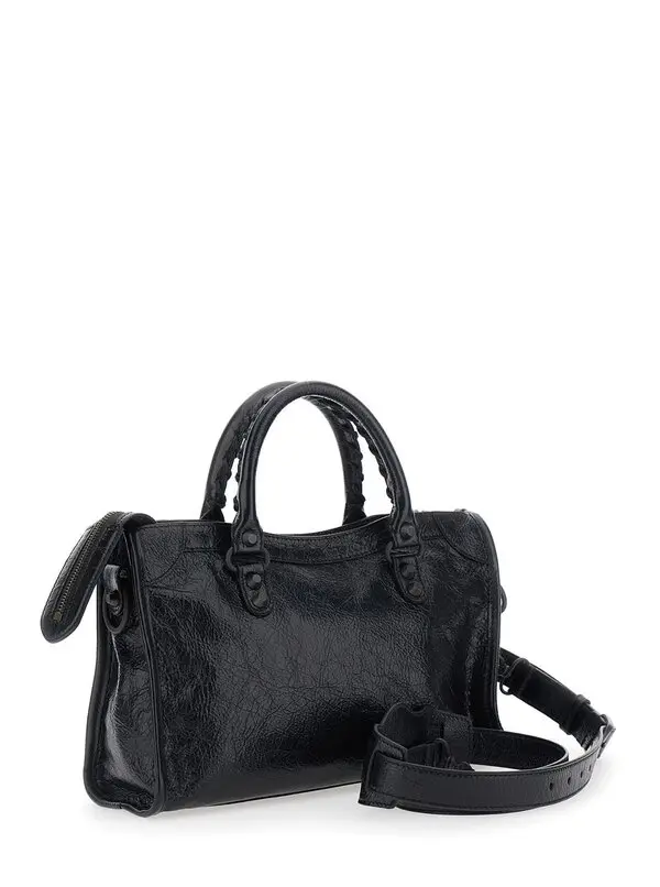Balenciaga Le City Bag' Small Handbag With Adjustable And Removable Shoulder Strap And Removable Mirror With Logo In Leather For - Black